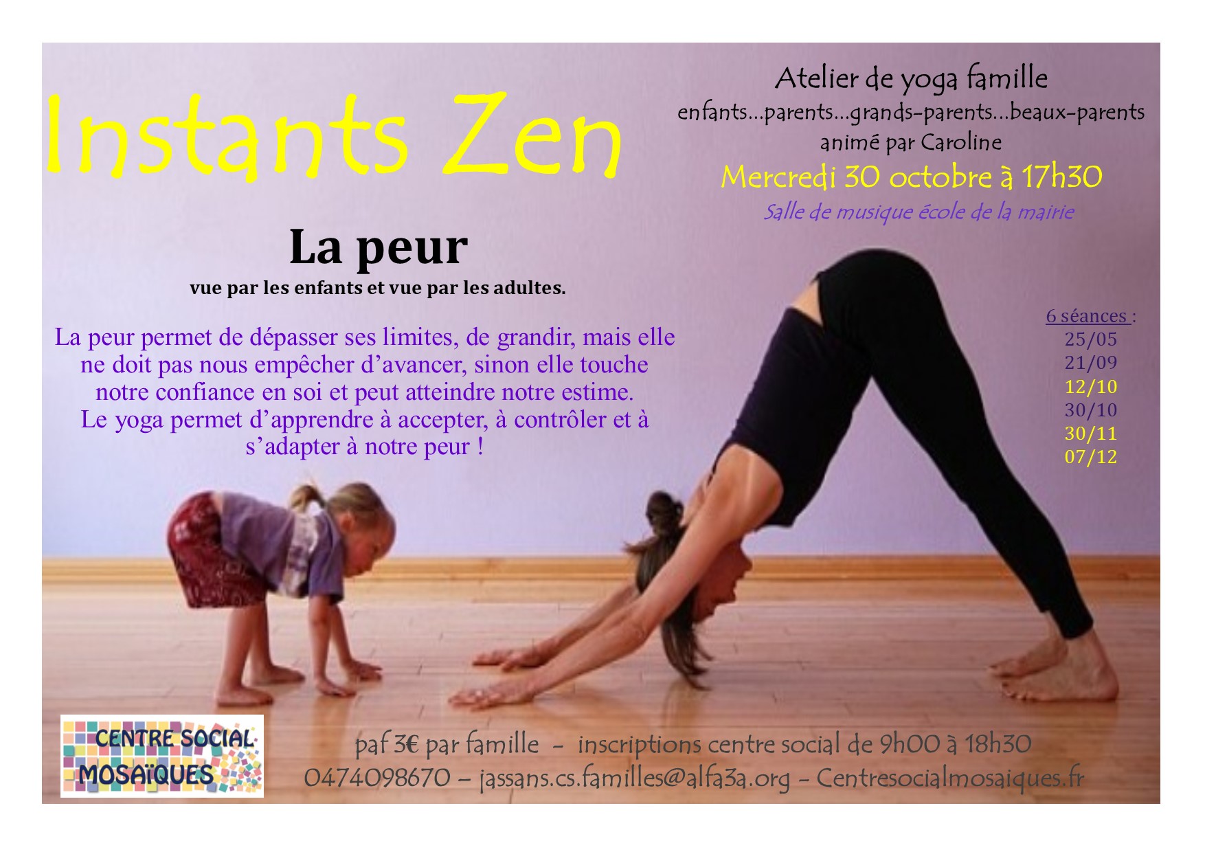 Atelier cocooning en famille – Centre Social Mosaïques