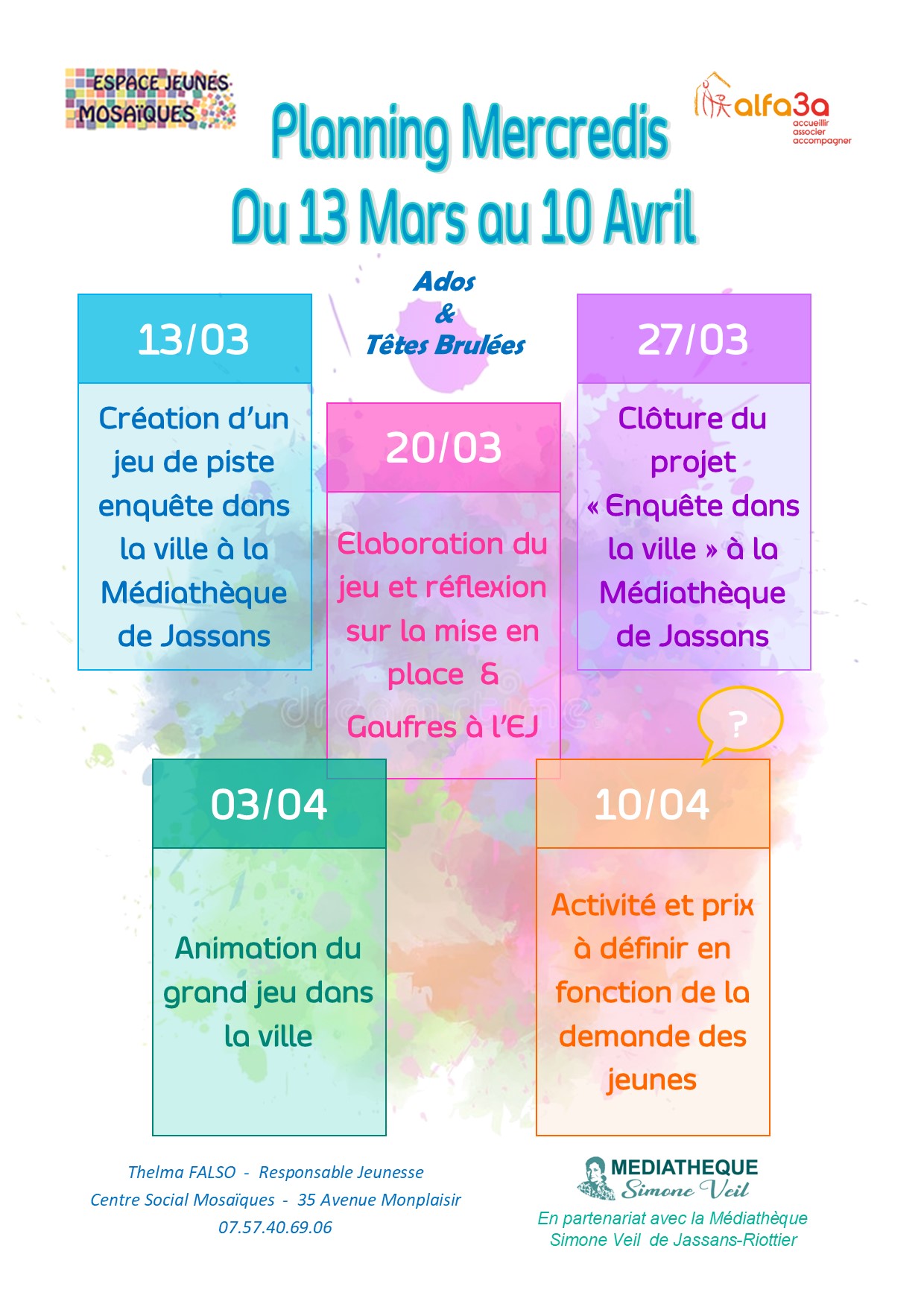 Planning Mercredi Ados et Têtes Brulées – Centre Social Mosaïques Planning Mercredi Ados et Têtes Brulées – Centre Social Mosaïques