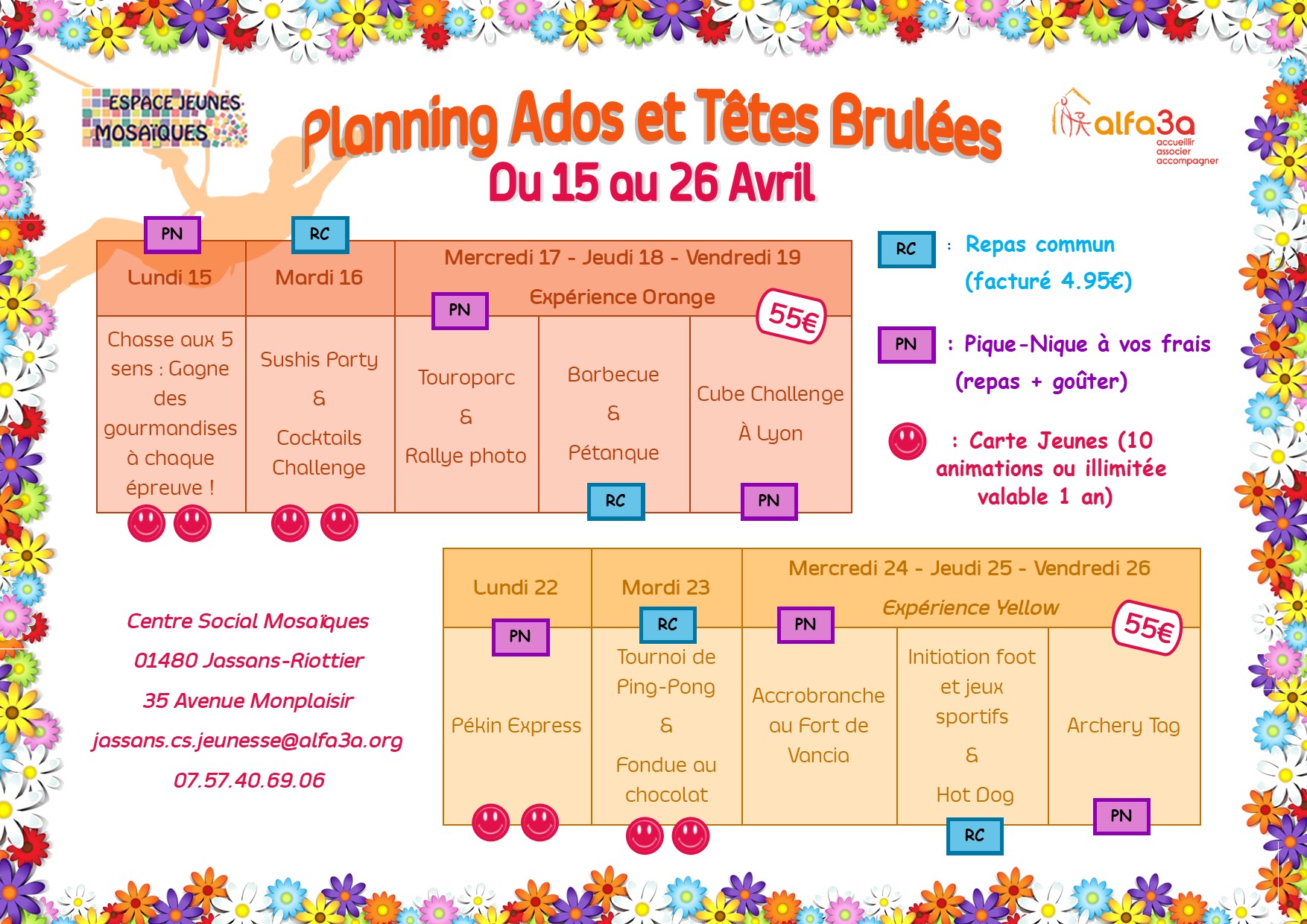 Planning des vacances d’Avril 2024 – Ados et Têtes brulées – Centre ... Planning des vacances d’Avril 2024 – Ados et Têtes brulées – Centre ...