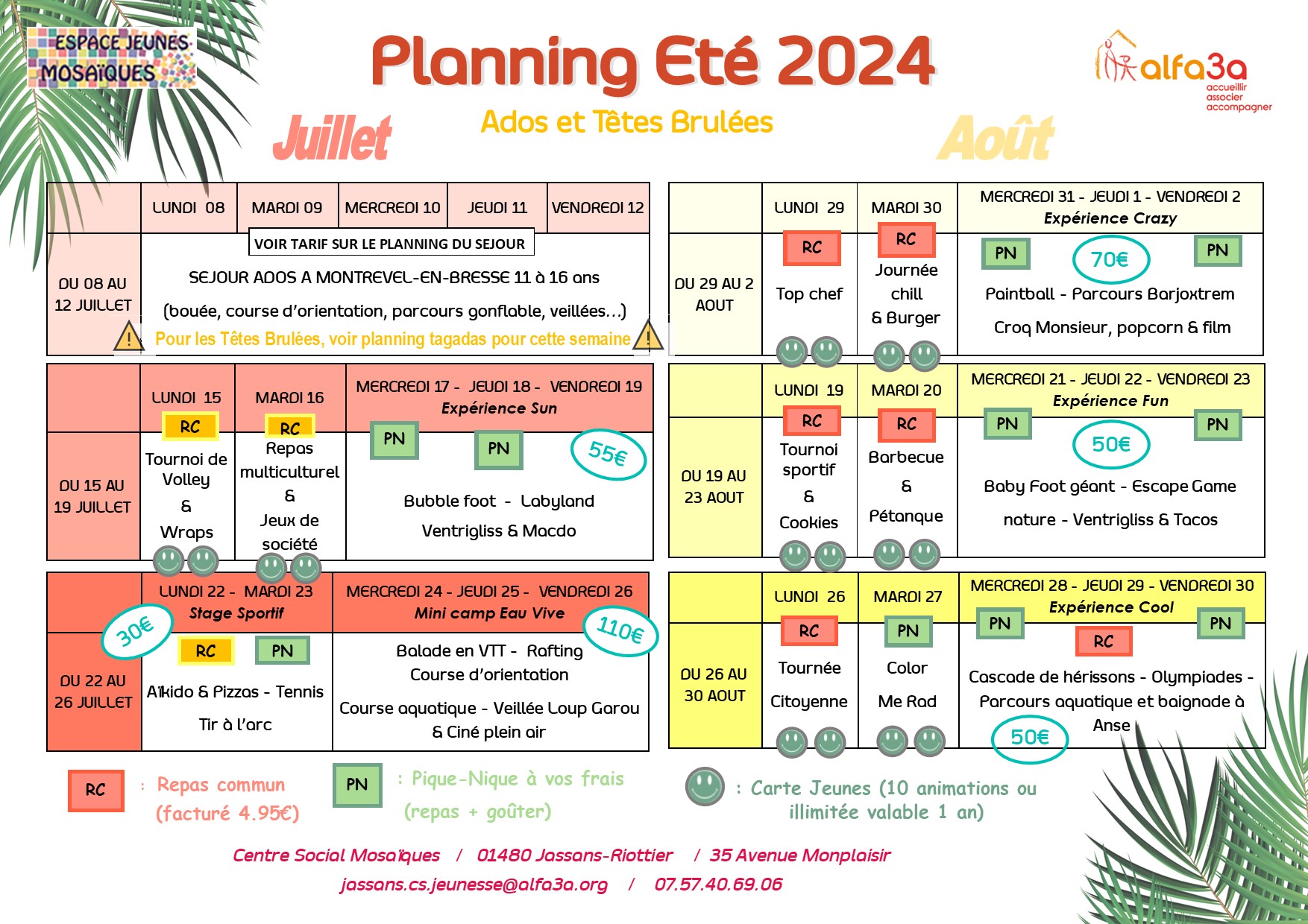 Le planning de l’été Ados et Têtes Brulées est de sortie ! – Centre ... Le planning de l’été Ados et Têtes Brulées est de sortie ! – Centre ...